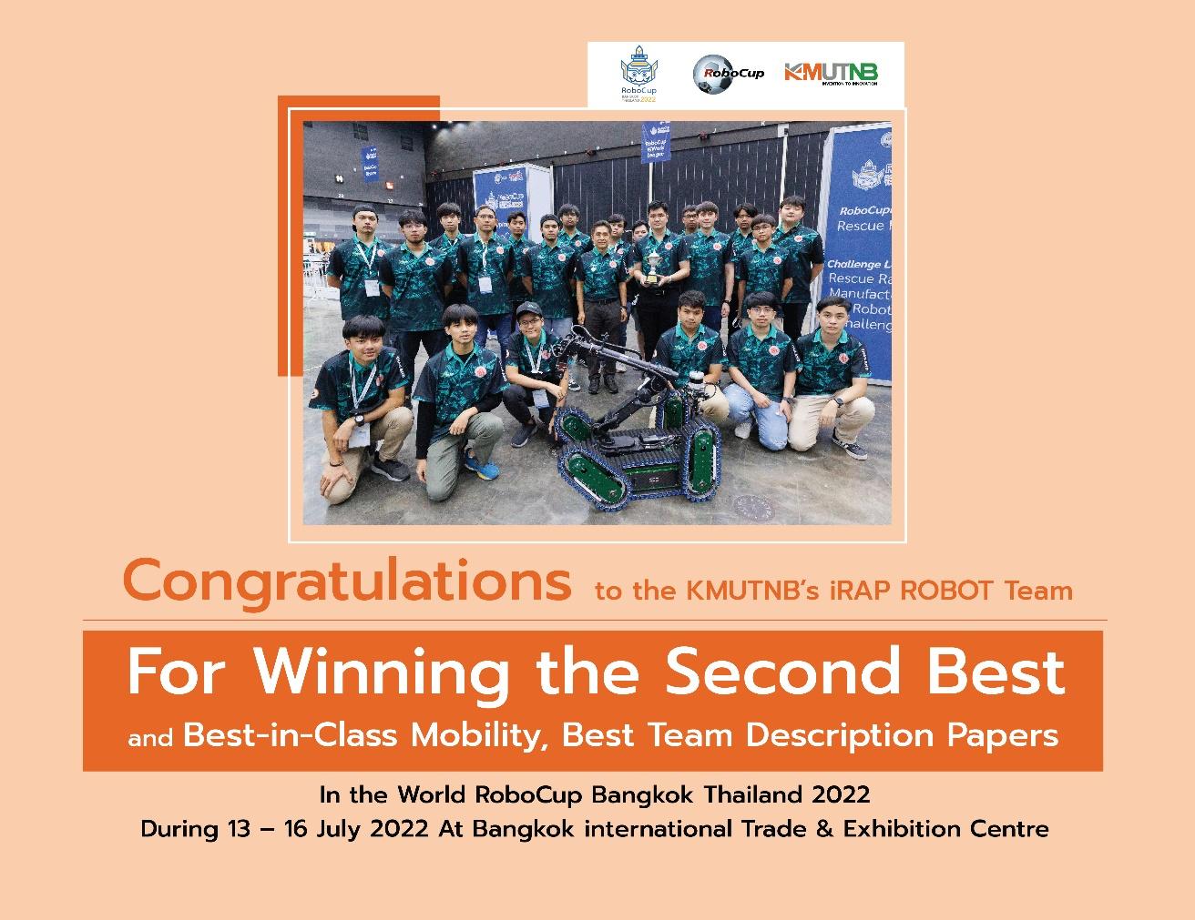 KMUTNB’s iRAP Robot Team Wins the Second Place at the “World RoboCup ...