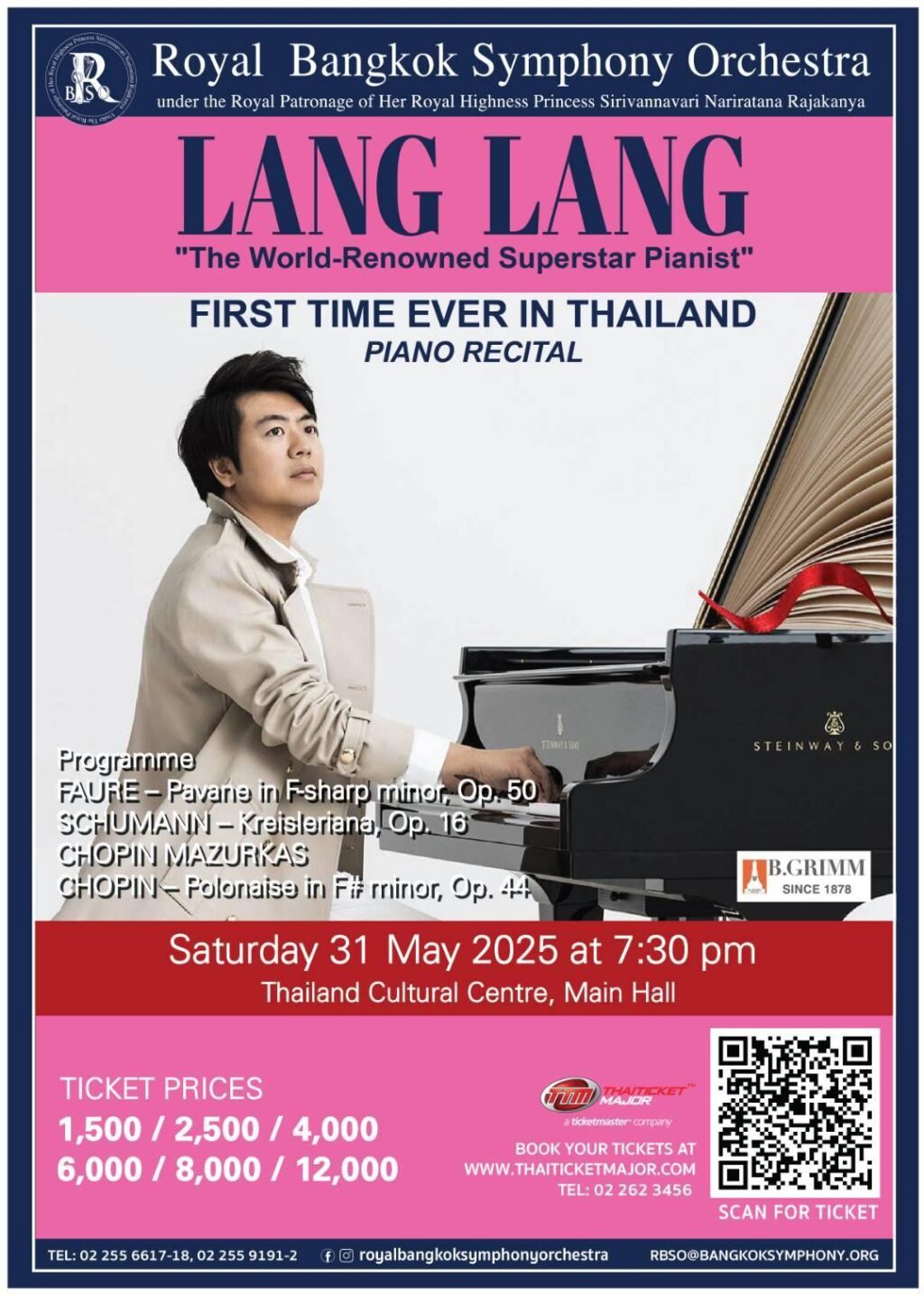 LANG LANG to Perform Piano Recital in Bangkok – A Historic First!