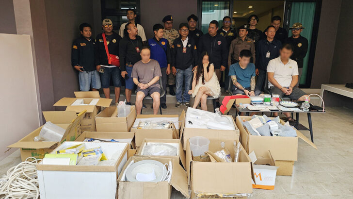 Police Raid Drug Lab in Chonburi as Suspect Flushes Evidence