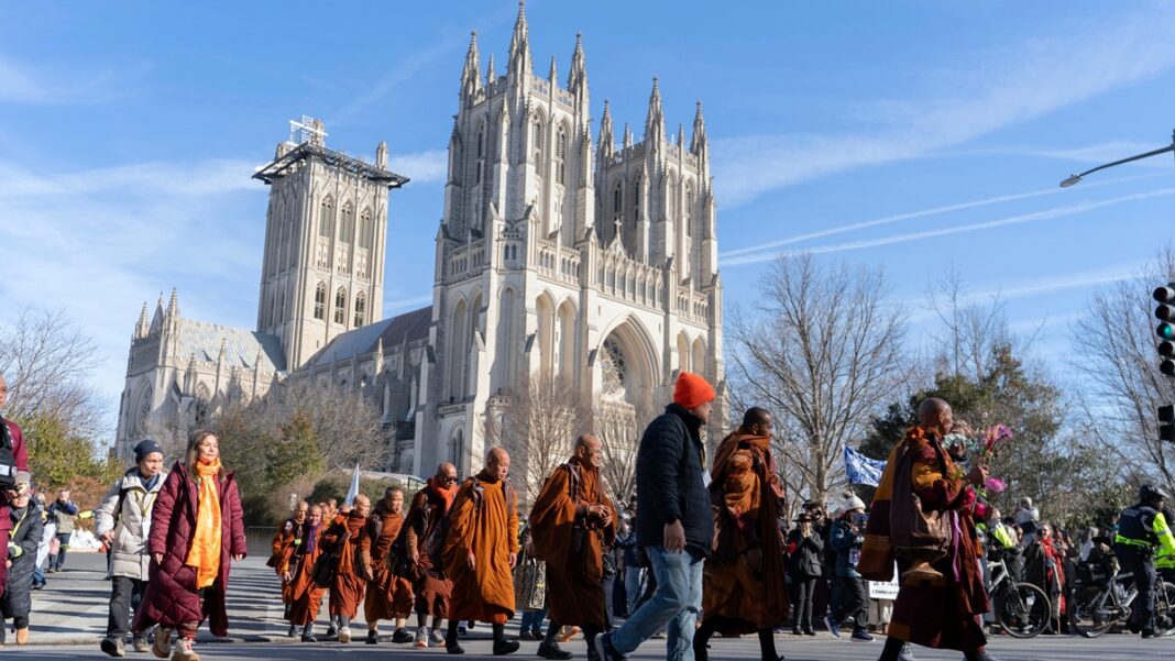 Buddhist monks' 15-week walk for peace ends in Washington, DC