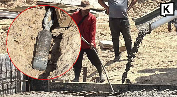 Mortar shell drops from concrete truck, sending workers fleeing